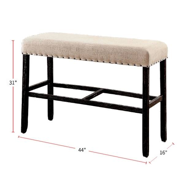 Fabric Upholstered Bar Bench in Antique Black and Beige - Bed Bath ...