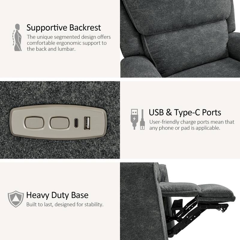 MCombo 400lbs Heavy Duty Power Recliners, Oversized Swivel Rocker Power ...