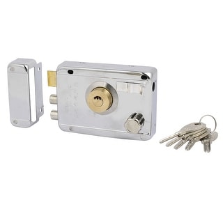 304 Stainless Steel Right Overside Door Rim Lock Silver Tone w 5 Keys ...