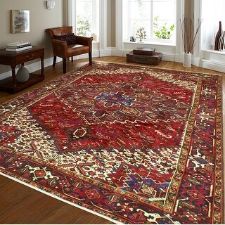 Fine Vintage Heriz Radbert Burgundy/Charcoal Rug - 8'0" x 10'11" - Bed ...