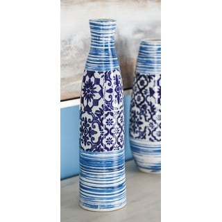 Blue Ceramic Coastal Vase 19 x 5 x 5 - Bed Bath & Beyond - 21181426