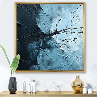 Designart "White And Blue Abstract Split I" Abstract Shapes Framed ...