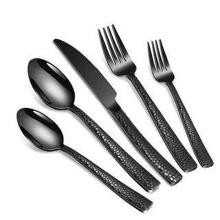 Silverware Set, Hammered Stainless Steel Flatware Sets - Bed Bath ...