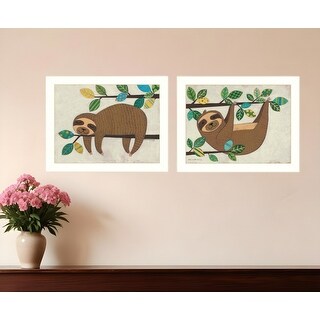 HomeRoots Set Of Two Cute Sloths 2 White Framed Print Wall Art - Bed ...