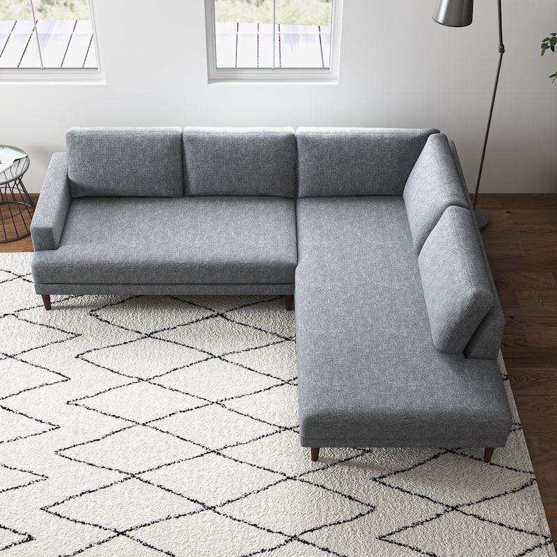 Diva Light Grey Fabric Modern Living Room Corner Sectional Couch ...