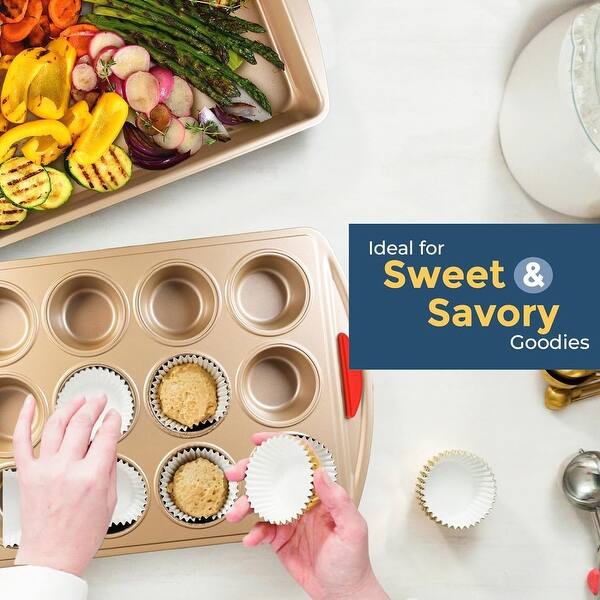 Nonstick Gold Steel Oven Bakeware Kitchen Set - Bed Bath & Beyond ...