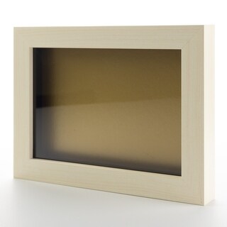 White Wash 11x14 Wood Shadow Box with Gold Acid-Free Backing - With 5/8 ...