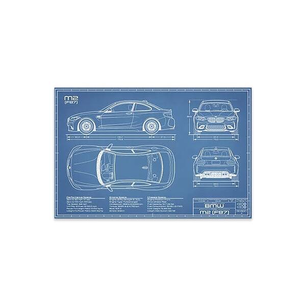 BMW M2 (F87) Blueprint Print On Acrylic Glass by Action Blueprints ...
