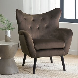 Mid Century Modern Velvet Tufted Wingback Arm Chair Brown - 30.25" x 39 ...