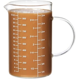 Glass Measuring Cup, 1000ml (1 Liter), Borosilicate, Insulated Handle ...