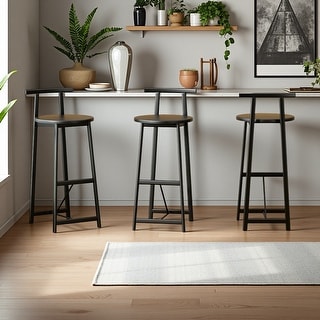 Walnut MDF Bar Stools Set of 3 with Footrest - Bed Bath & Beyond - 43563473