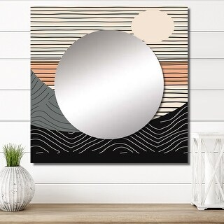 Designart "Simple Horizon III" Abstract Shapes Wall Mirror - Abstract ...