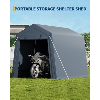 7x10 FT Portable Outdoor Storage Shed with 2 Roll-Up Zipper Doors ...