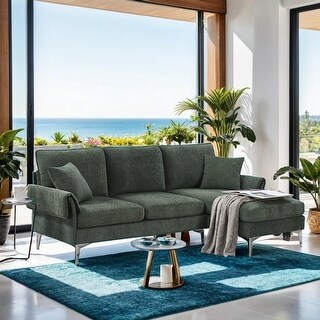 Artsy 84" Modern Chenille L-Shaped Sofa with Reversible Lounge, 4 Seat ...