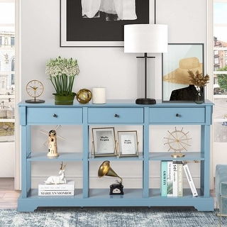Console Table with Open Shelves and 3 Drawers for Living Room - Bed ...