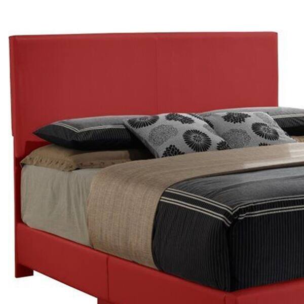 Modern Faux Leather Upholstered Queen Bed in Dark Red - Bed Bath ...