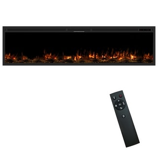 Black Electric Fireplace, Remote Control with App, 12 Adjustable Flame ...