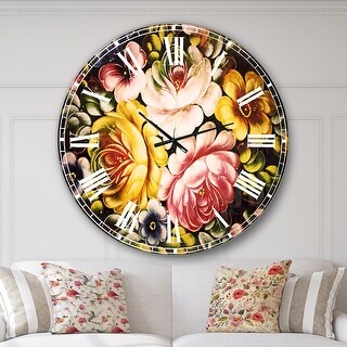 Designart 'Digital Flower Bouquet' Floral Large Wall CLock - Bed Bath ...