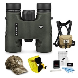 Vortex 10x28 Diamondback Roof Prism Binoculars w/ Harness Case Bundle ...