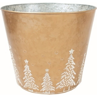 Gold With White Pine Tree Pattern Planter - Bed Bath & Beyond - 36882215