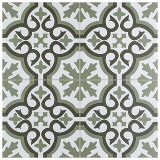 Merola Tile Monteca Green 9-3/4" x 9-3/4" Porcelain Floor and Wall Tile ...
