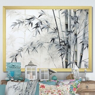 Designart "Black And White Wild Bamboo" Bamboo Framed Canvas Wall Art ...