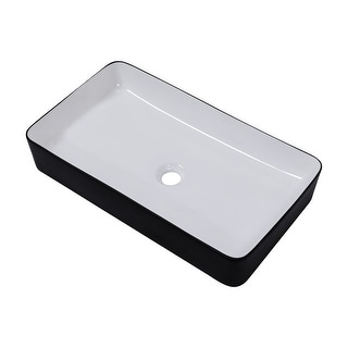 Kichae 24 inch Rectangular Vessel Sink Noir Elegance Ceramic Bathroom ...