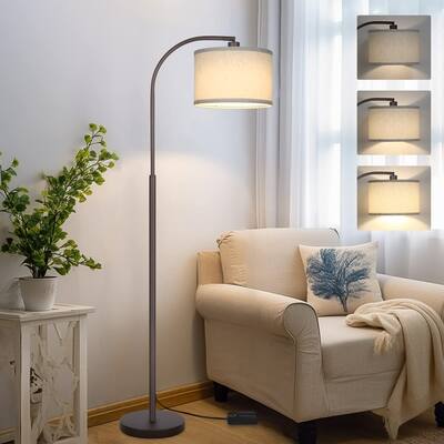 Arc Standing Lamp with Stepless Dimmer, Brown Floor Lamp with ...
