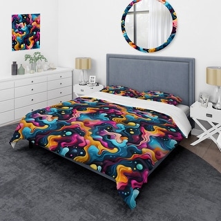 Designart "Multicolor Popart Playful Matrix VI" Modern Bedding Set With ...