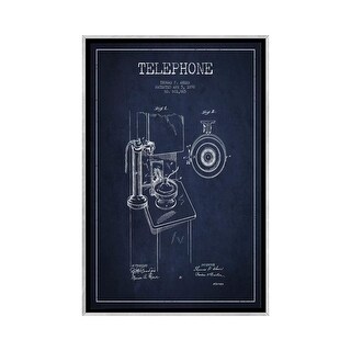 iCanvas "Ahern Telephone Blue Patent Blueprint" by Aged Pixel Framed ...