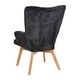 Napster Fuzzy Plush Upholstery Wingback Arm Chair with Solid Wood Legs ...