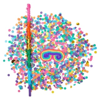 30-Inch Rainbow Pinata Stick with Blindfold and Round Confetti for ...