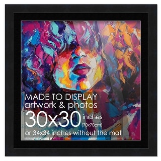 30x30 Frame Black Matted for 30x30 Picture or 34x34 Art Poster Without ...