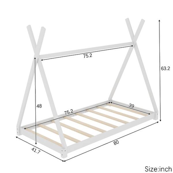 Modern Twin Size House Platform Bed with Triangle Tructure - Bed Bath ...