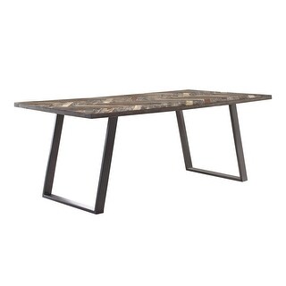 Rectangular Dining Table with Metal in Grey Sheesham and Gunmetal ...