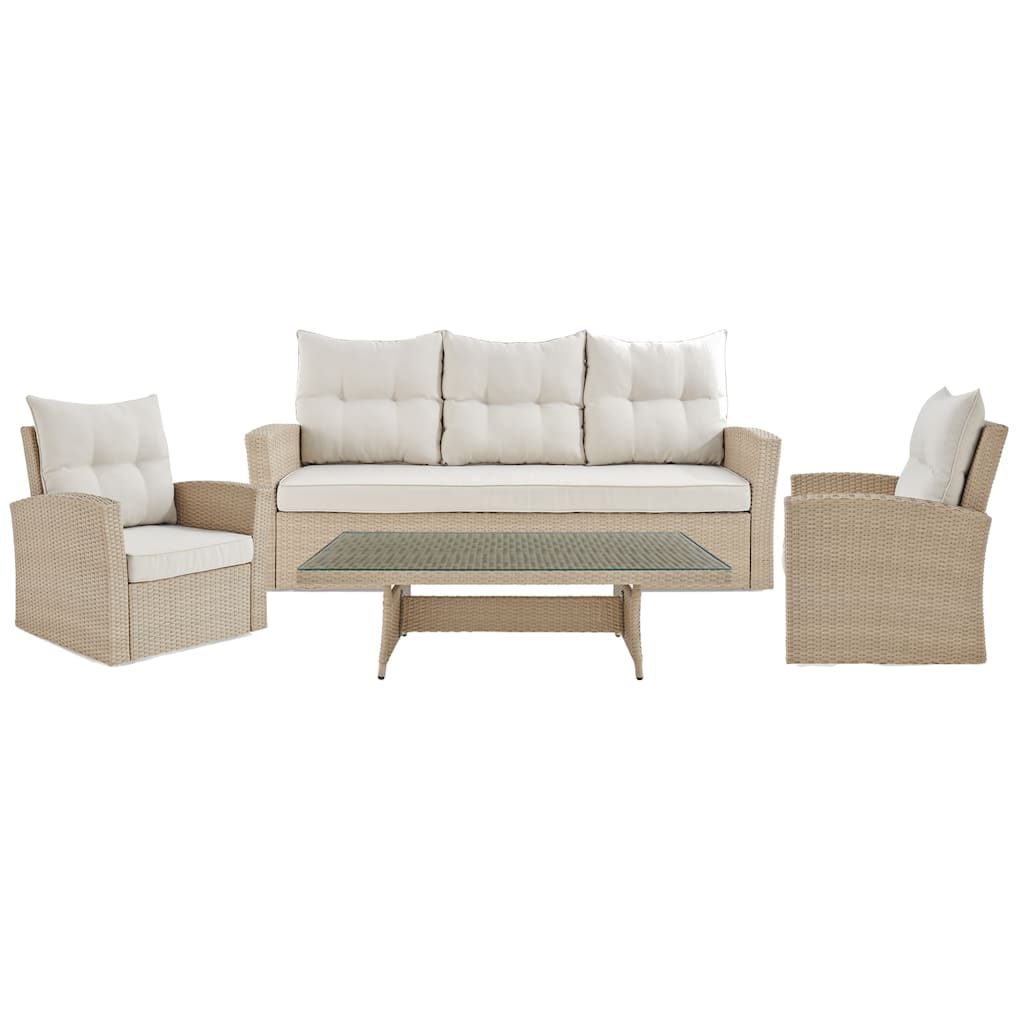 Lawayon 4-piece Wicker Sofa Coffee Table Conversation Set by Havenside ...