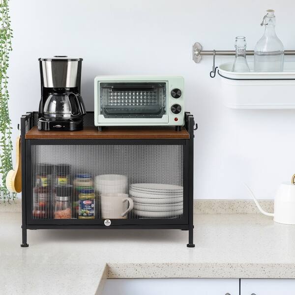 2 Tier Heavy Duty Free Standing Kitchen Microwave Storage Cabinet - On ...
