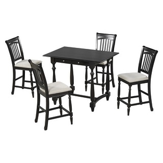 5-Piece Wood Dining Table Set with Storage Drawers & Upholstered Chair ...