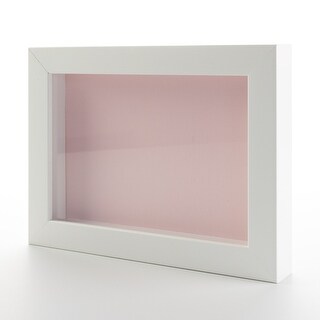 White 9x12 Wood Shadow Box with Pink Acid-Free Backing - With 11/16 ...