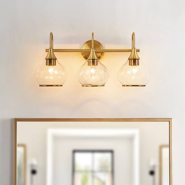 3/ 4 -Light Modern Brushed Brass Glass Bubble Bathroom Vanity Light ...