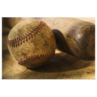 "Antique baseball with baseball bat" Poster Print - Multi - Bed Bath ...