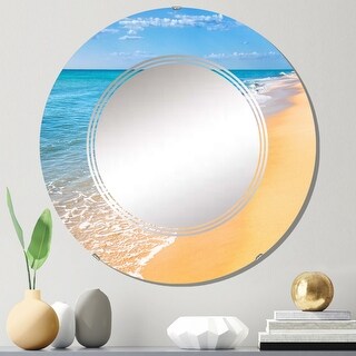 Designart 'Blue Ocean With Orange Beach' Nautical & Coastal Printed ...