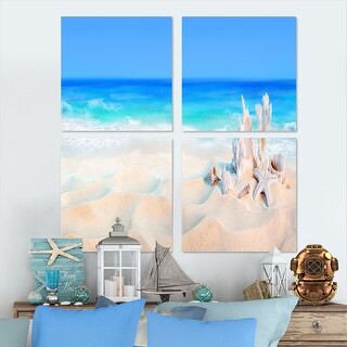 Designart "Seashells on Seashore" Beaches Canvas Wall Art Print - Bed ...