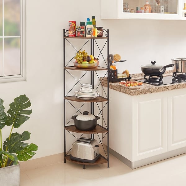 VECELO 5-tier Corner Shelves Storage Rack Bookshelf - Bed Bath & Beyond ...