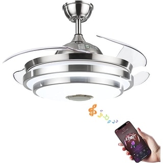 Modern Ceiling Light with Fans Remote Control, 4 Retractable Blades ...