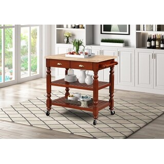 East wick 2-Drawer 2-Shelf Kitchen Cart with Locking Casters, Dark ...