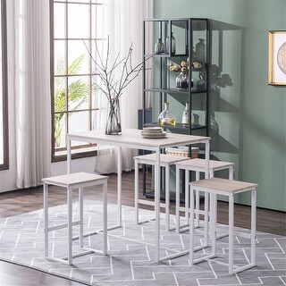 4 Piece Solid Wood Counter Table Set Bar Stools Two Saddle Stools - Bed ...