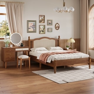 Contemporary 3 Pieces Bedroom Set Full Size Wooden Platform Bed Set ...
