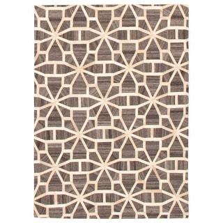 ECARPETGALLERY Handmade Cowhide Patchwork Grey Hemp, Jute, Leather Rug ...