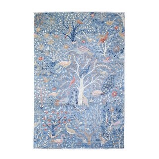 Shahbanu Rugs Ruddy Blue Afghan Peshawar Birds of Paradise Design ...
